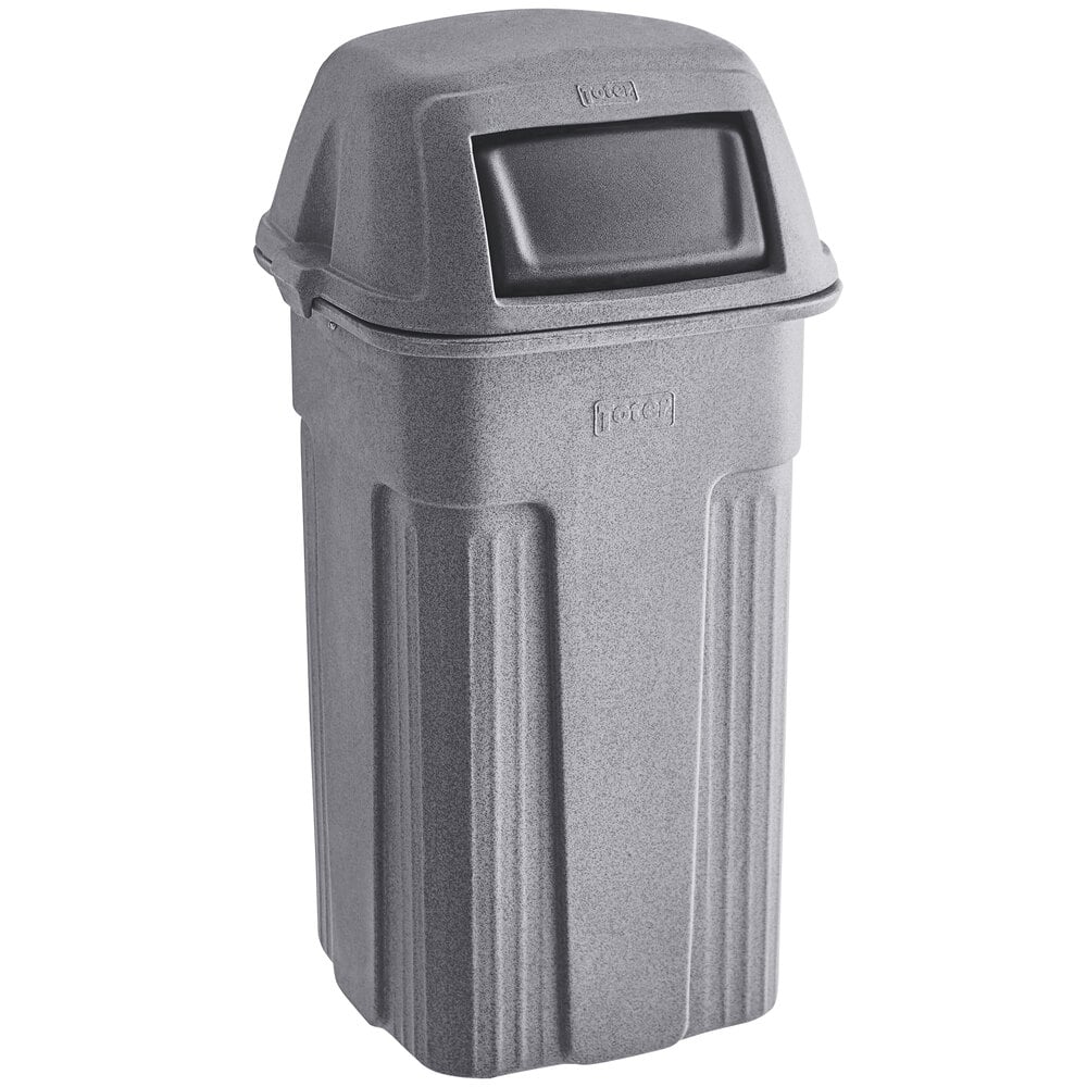 Toter ST35GYKT Slimline Graystone 35 Gallon Square Trash Can with ...