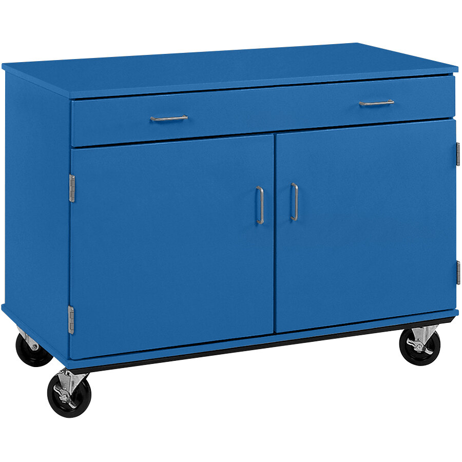 I.D. Systems 36" Tall Royal Blue Two Door Mobile Storage Cabinet with ...