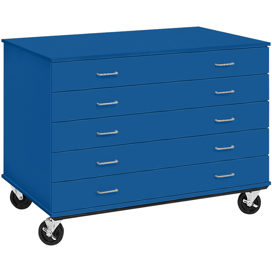 I.D. Systems 36" Tall Royal Blue Five Drawer Mobile Storage Cabinet ...