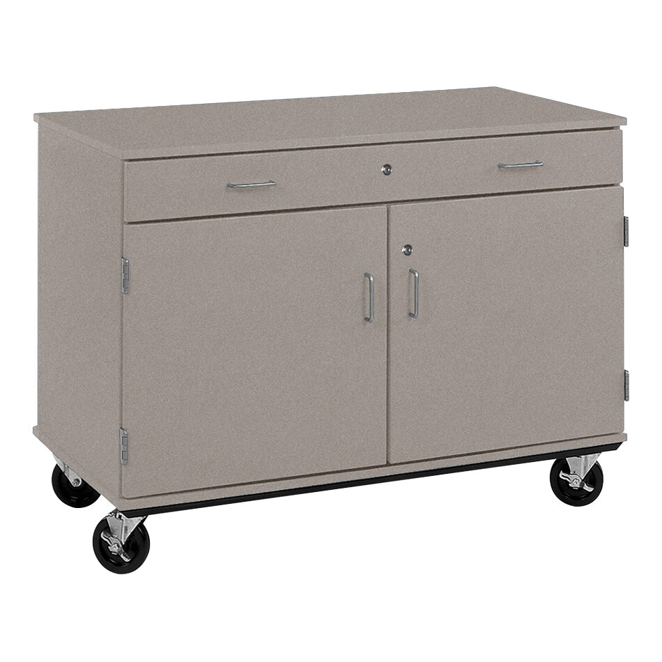 I.D. Systems 36" Tall Grey Nebula Two Door Mobile Storage Cabinet with ...