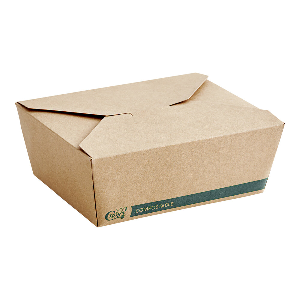EcoChoice Kraft PLA Lined Compostable #4 Take-Out Container 7 3/4" x 5 ...