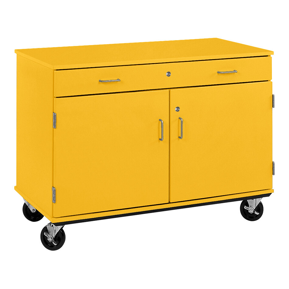I.D. Systems 36" Tall Sun Yellow Two Door Mobile Storage Cabinet with ...