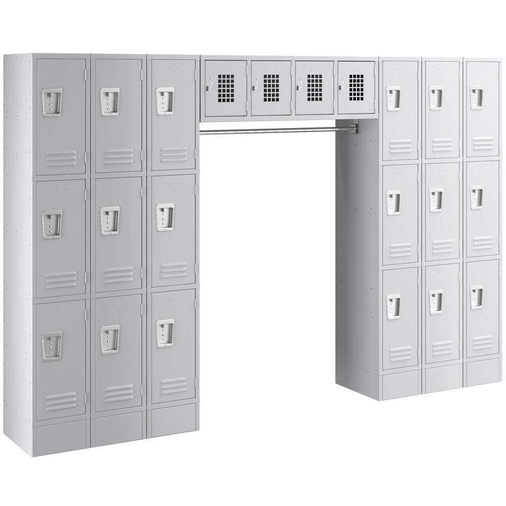 Regency Space Solutions Gray 3 Tier Locker with 22 Compartments and Garment Rack