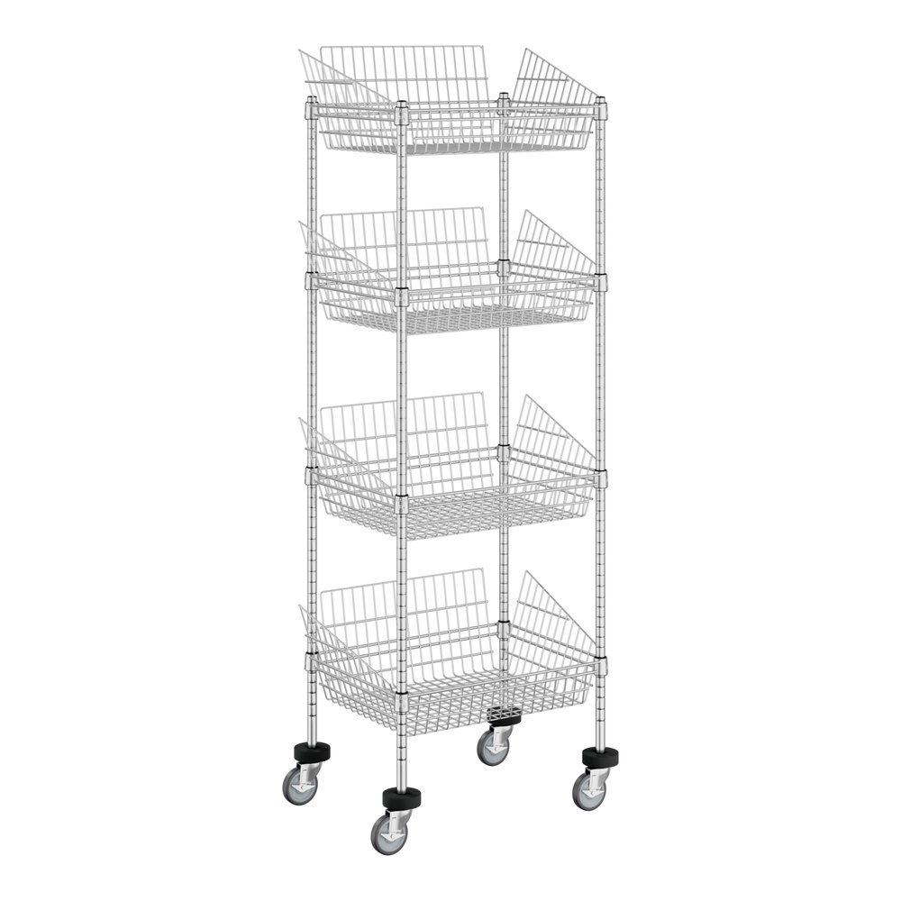 Regency 18" x 24" NSF Chrome 4 Post Basket Kit with 64" Posts and Casters