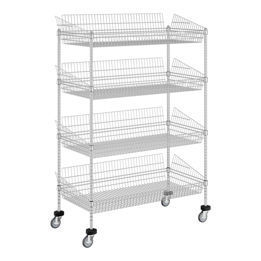 Regency 24" x 48" NSF Chrome 4 Post Basket Kit with 64" Posts and Casters