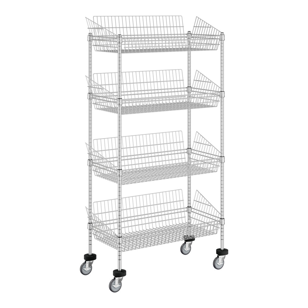 Regency 18" x 36" NSF Chrome 4 Post Basket Kit with 64" Posts and Casters