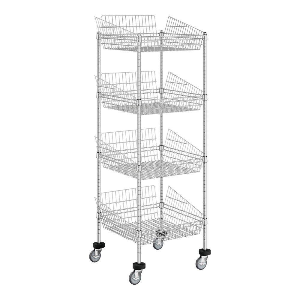 Regency 24" x 24" NSF Chrome 4 Post Basket Kit with 64" Posts and Casters