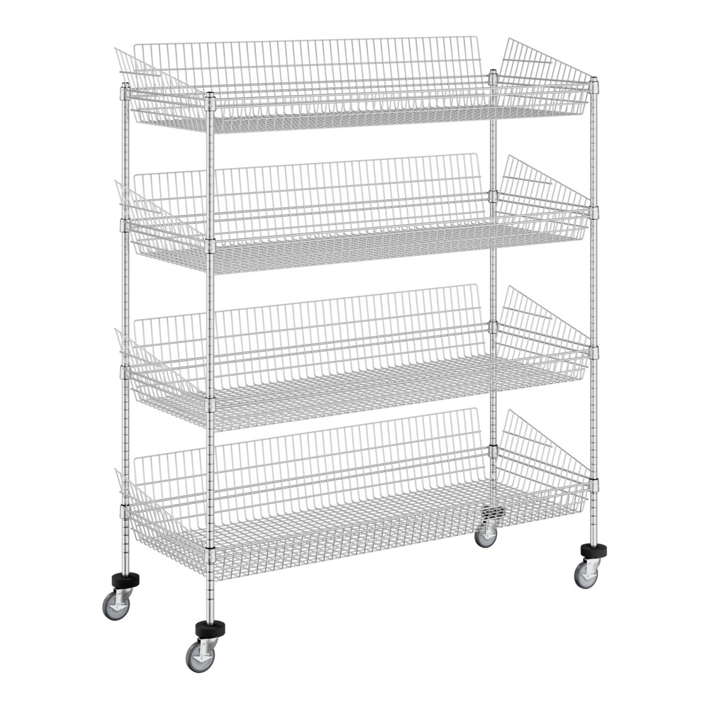 Regency 24" x 60" NSF Chrome 4 Post Basket Kit with 64" Posts and Casters