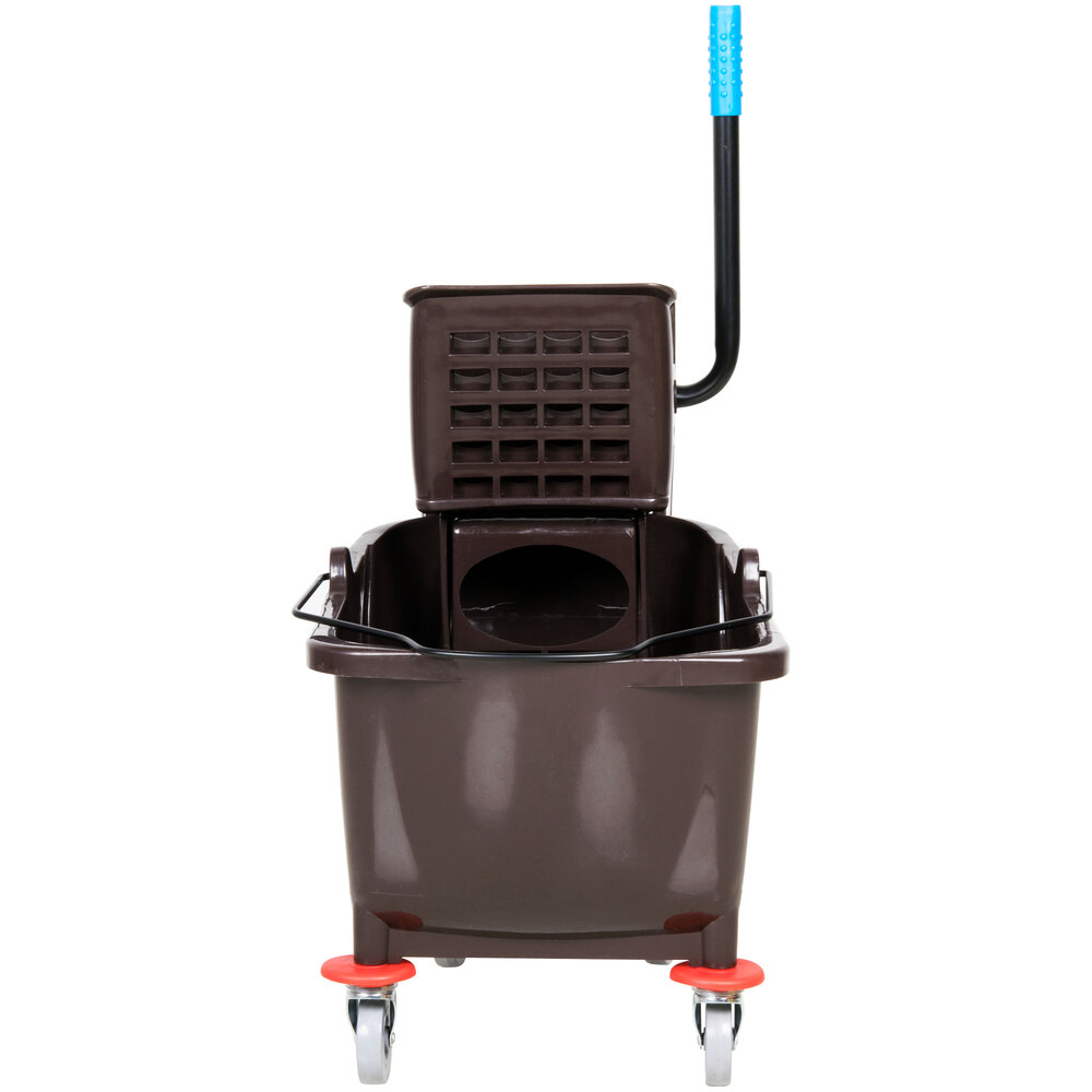 Lavex 35 Qt. Brown Mop Bucket & Side Press Wringer Combo