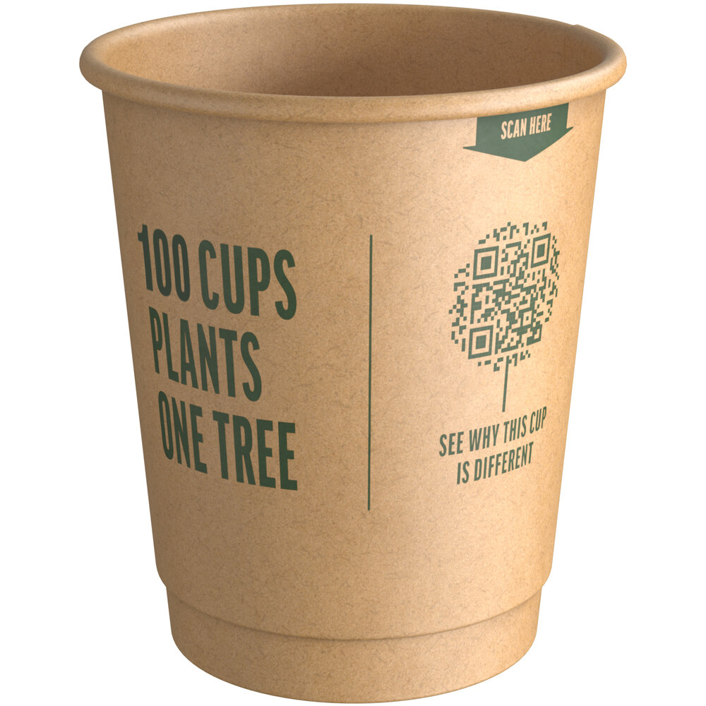 New Roots 10 oz. Smooth Double Wall Kraft Compostable Paper Hot Cup ...
