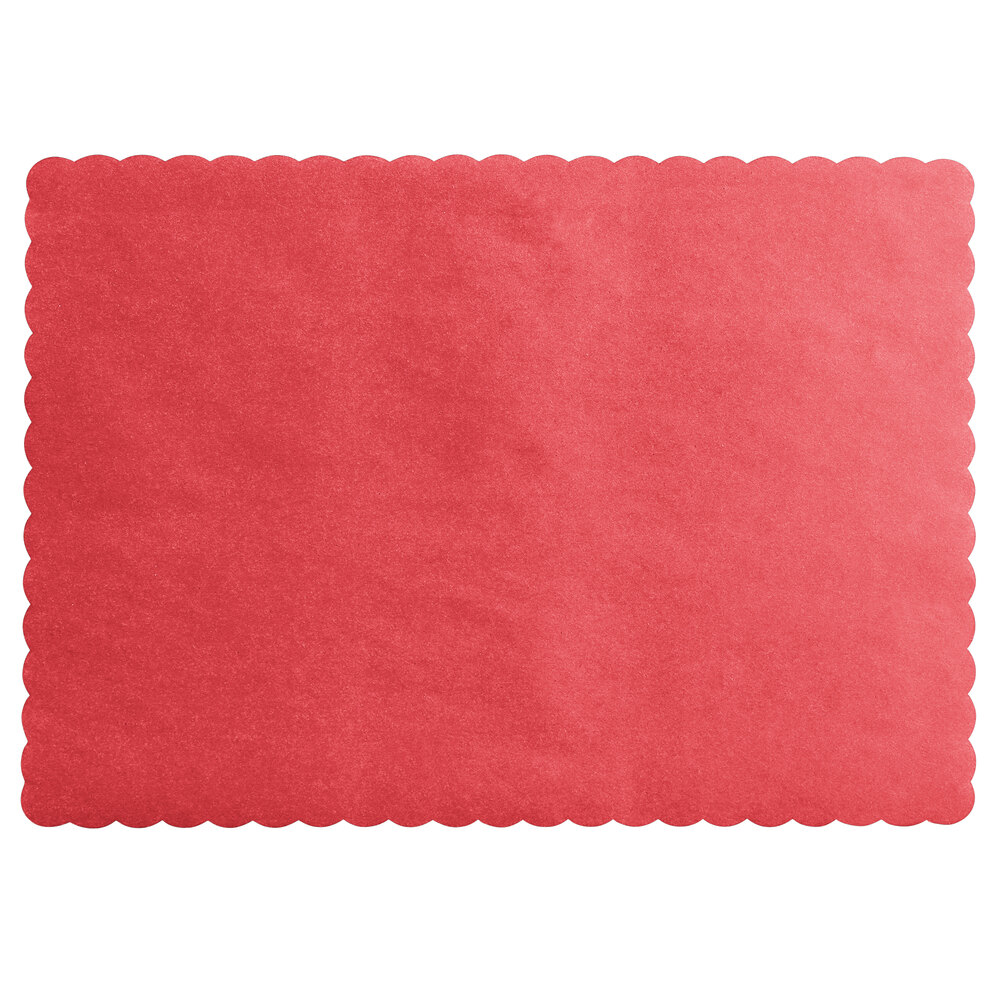 Choice 10" x 14" Red Colored Paper Placemat with Scalloped Edge - 1,000 ...