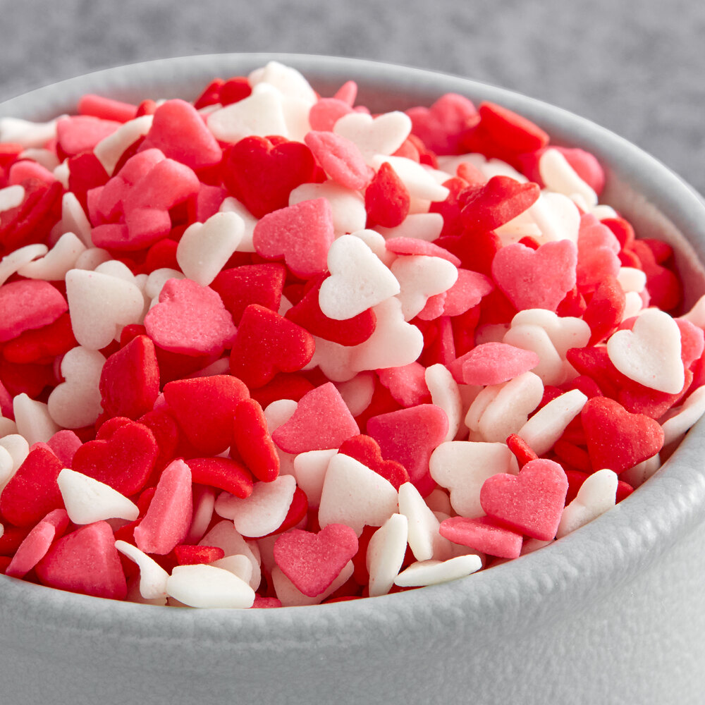Mini Heart Sprinkles (Pink, White, & Red) - 10 lb.