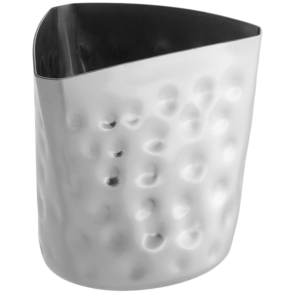 TableCraft 12 oz. Triangular Hammered Stainless Steel Fry Cup