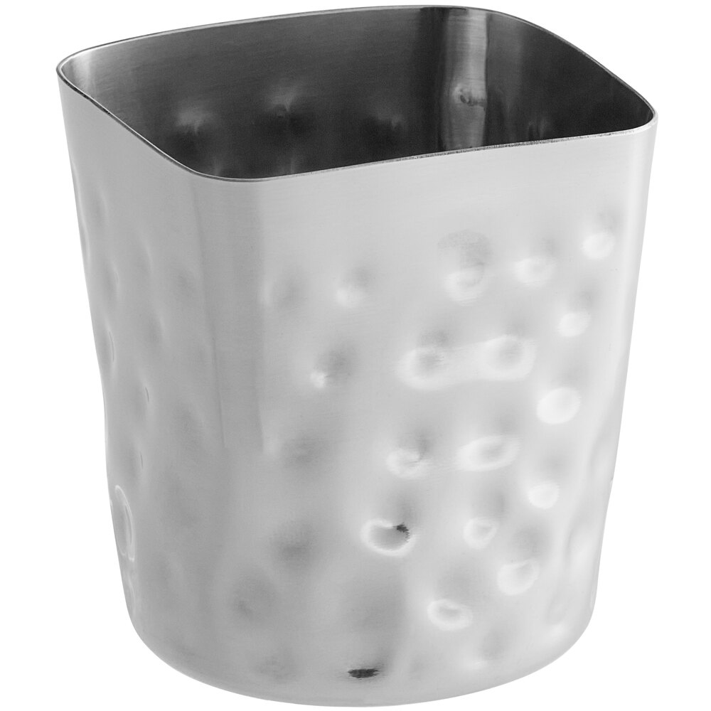 TableCraft 13 oz. Square Hammered Stainless Steel Fry Cup