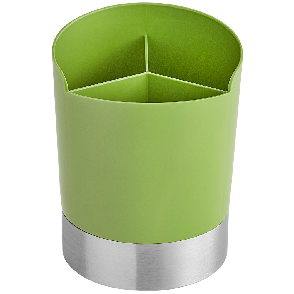 Choice 5 1/4" x 6 3/4" Green Cylinder Straw / Utensil Holder