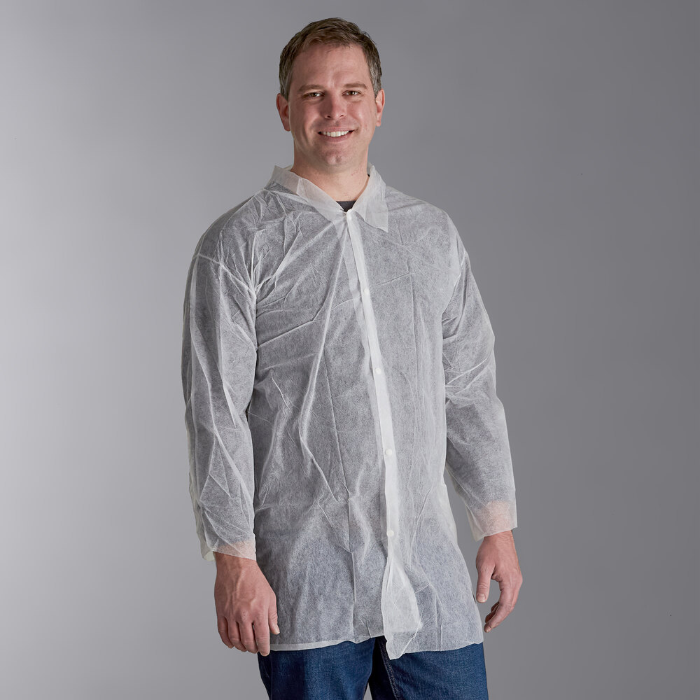 Malt Impact PolyLite M1710-4XL White Polypropylene Snap Front Long ...