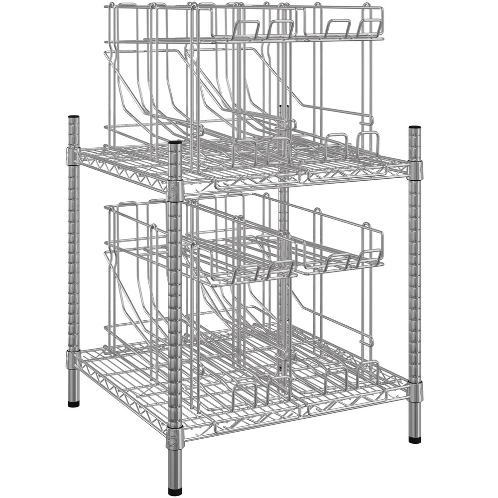 Regency 24" x 24" Chrome Wire Shelf Kit with 4 Can Racks and 27" Posts
