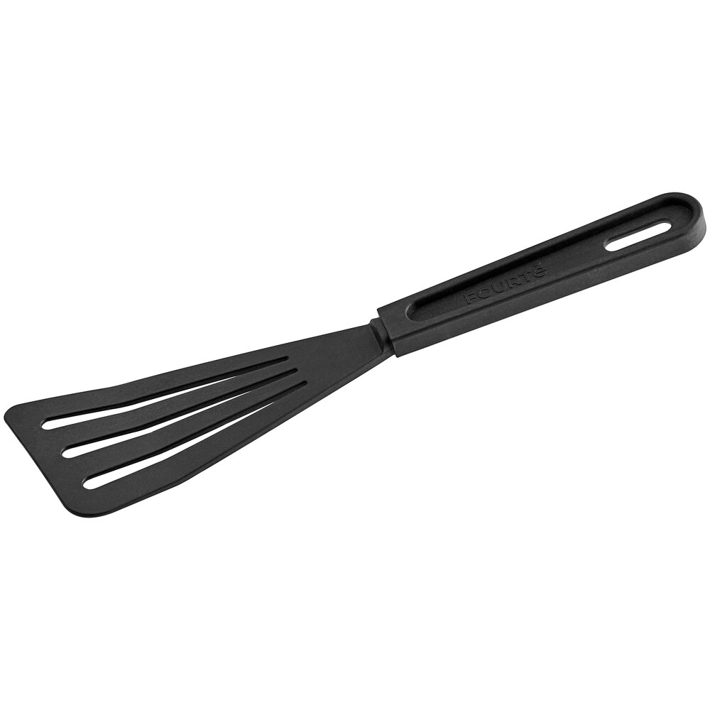 Fourté 12 1/4" Black High Heat Nylon Fish / Egg Turner / Spatula