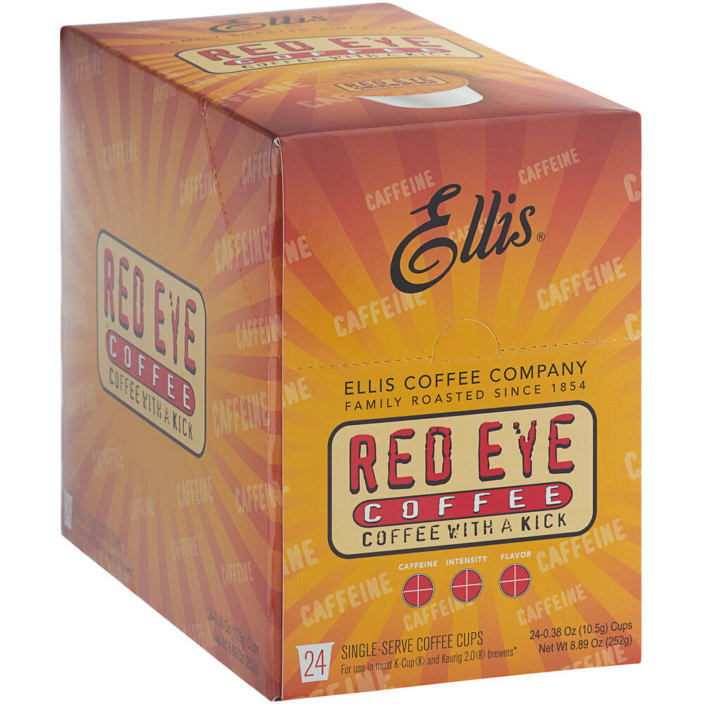 Ellis Red Eye High Caffeine Coffee Single Serve Cups - 24/Box