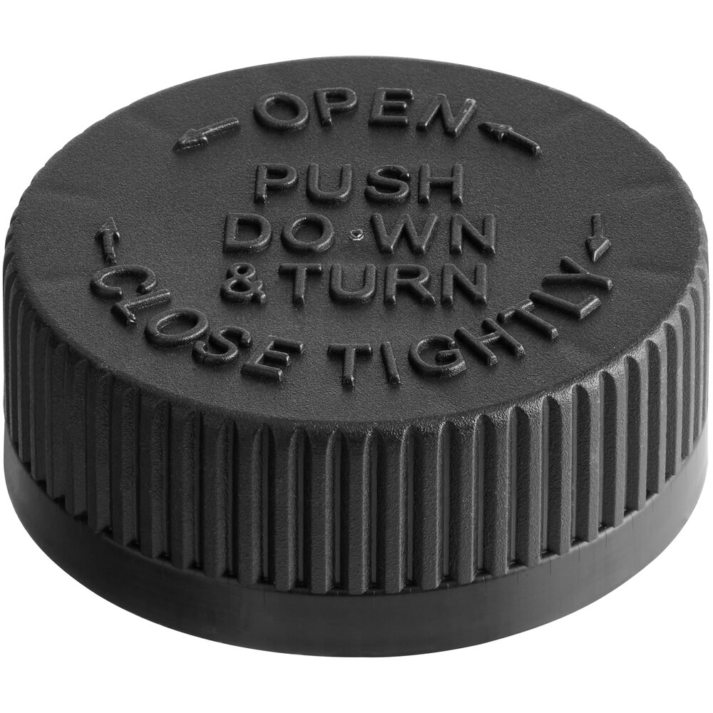 38/400 Black Child Resistant Cap with Heat Induction Liner and ...