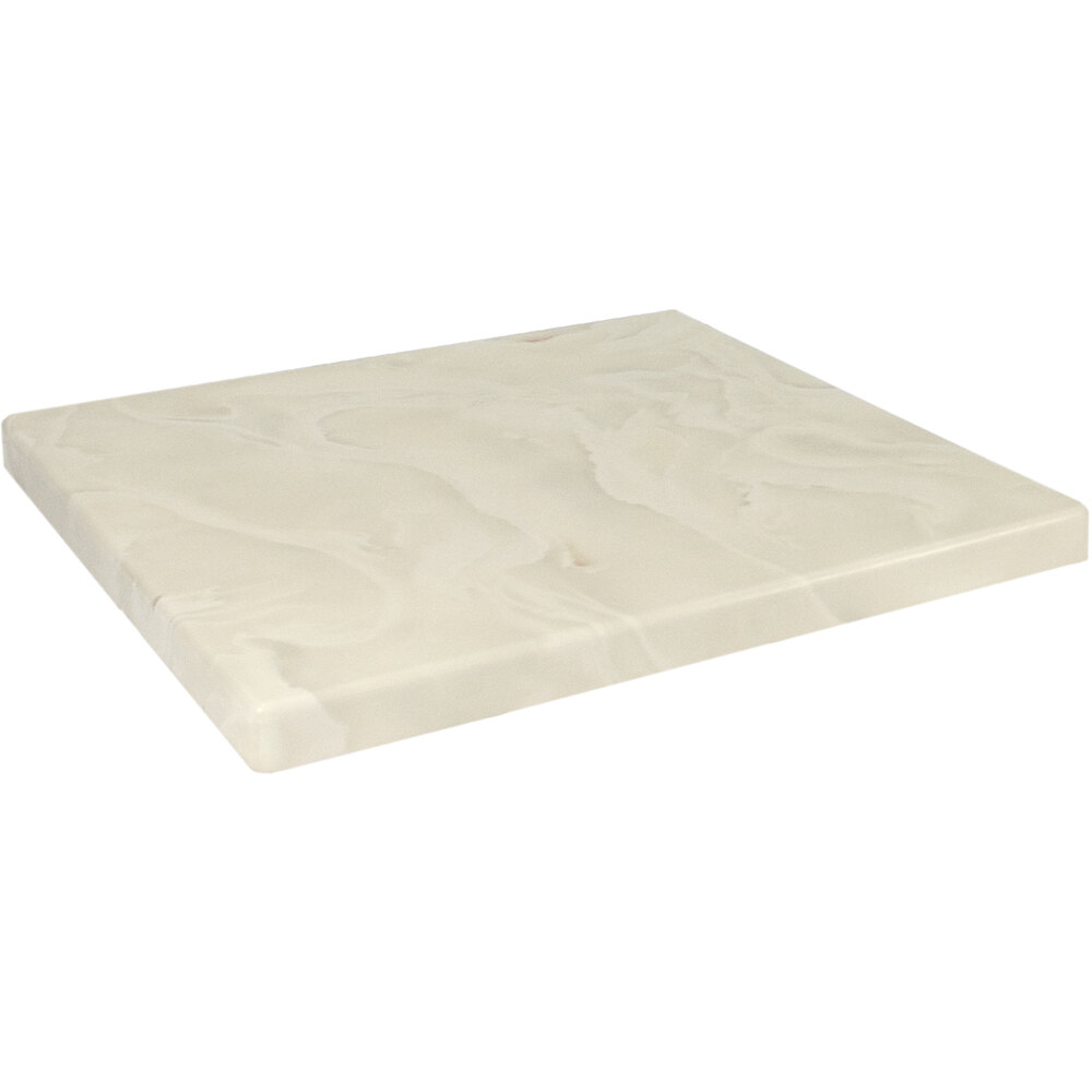 American Tables & Seating 30" Square Cream White Faux Marble Super ...