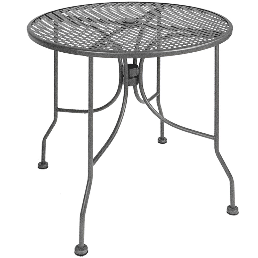 American Tables & Seating 30" Round Dark Gray Metal Mesh Outdoor Table ...