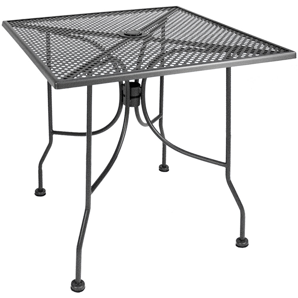 American Tables & Seating 30" Square Dark Gray Metal Mesh Outdoor Table ...