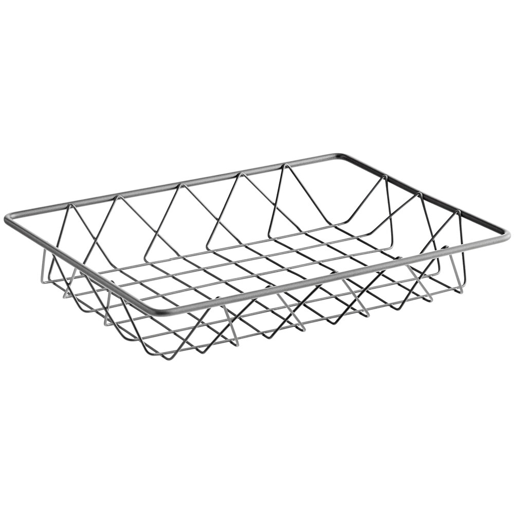 Elite Global Solutions 12" x 9" x 2" Gunmetal Gray Rectangular Wire Basket