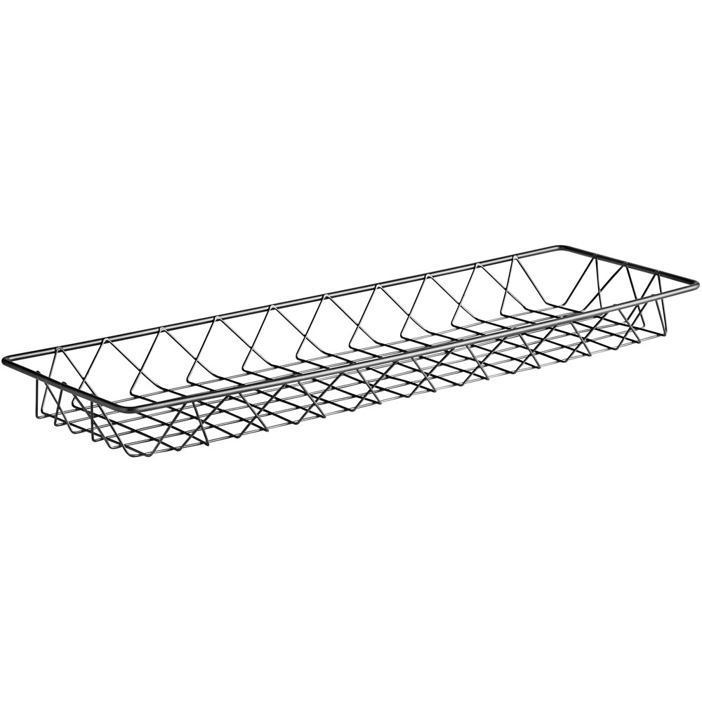 Elite Global Solutions 24" x 8" x 2" Gunmetal Gray Rectangular Wire Basket