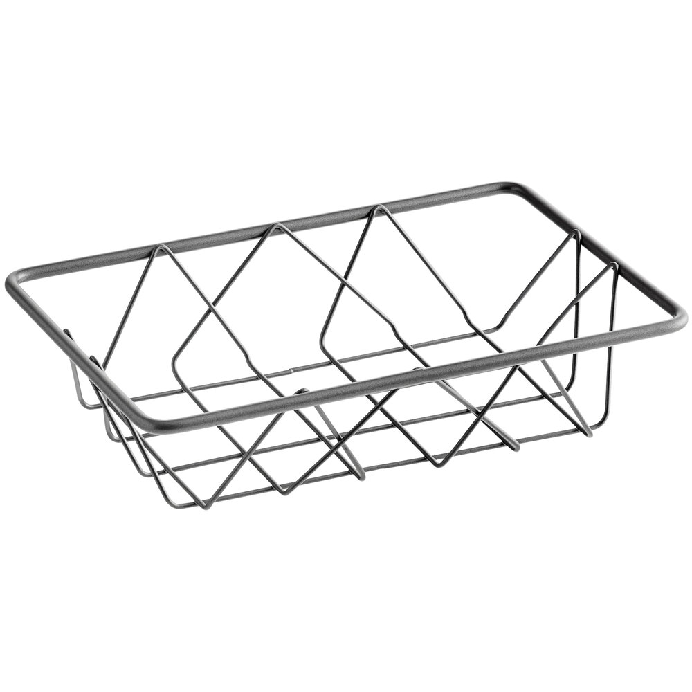 Elite Global Solutions 9" x 6" x 2" Gunmetal Gray Rectangular Wire Basket