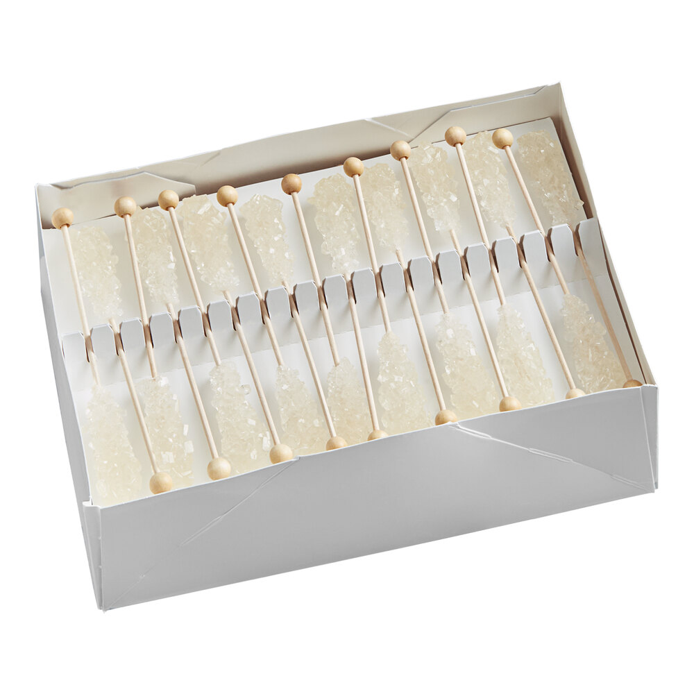 Roses Dryden and Palmer White Unwrapped Rock Candy Swizzle Stick - 72/Pack