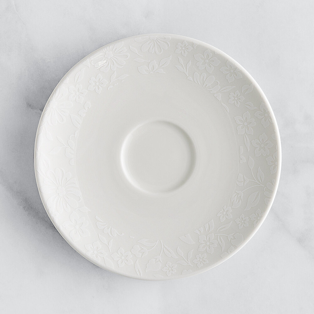 RAK Porcelain Bouquet 5 7/8" Ivory Embossed Porcelain Universal Saucer ...