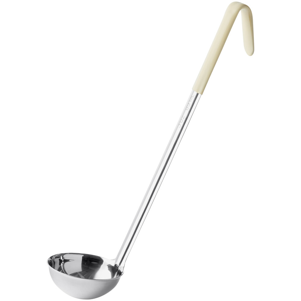 Choice 3 oz. One-Piece Stainless Steel Ladle with Ivory Coated Handle