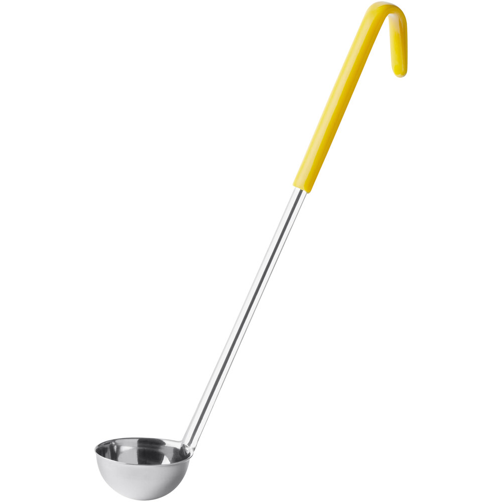 Choice 1 oz. One-Piece Stainless Steel Ladle with Yellow Handle