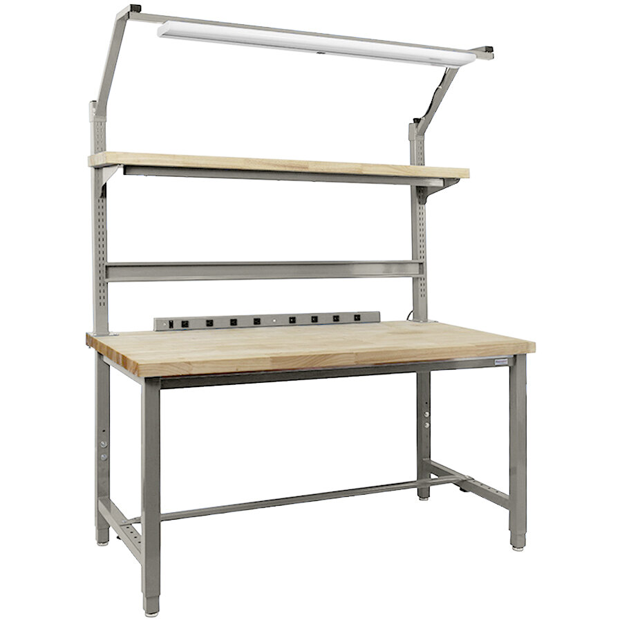 BenchPro Kennedy Series 30" x 60" Butcherblock Wood Top Adjustable ...