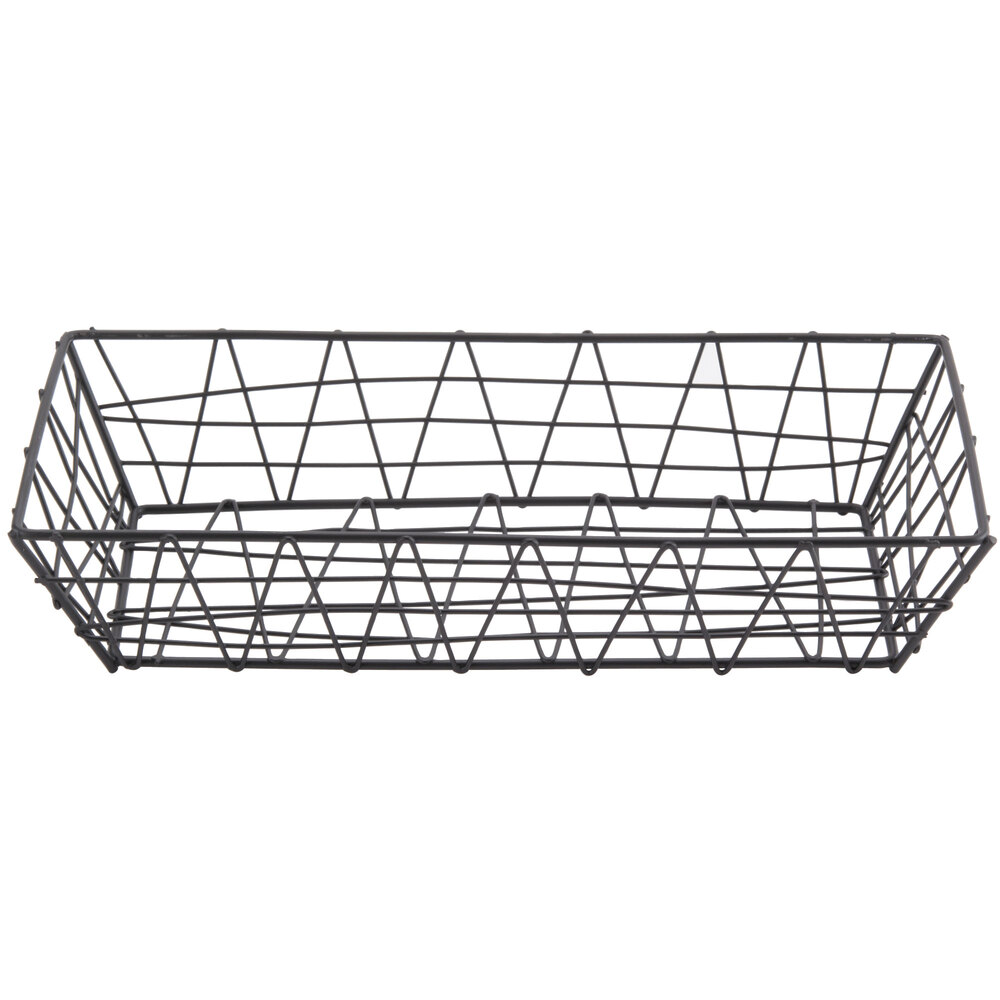 American Metalcraft ROB2613 Black Zorro Rectangular Basket - 13" x 6" x ...