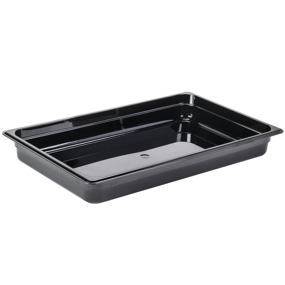 Cambro 12HP110 H-Pan™ Full Size Black High Heat Plastic Food Pan - 2 1/ ...