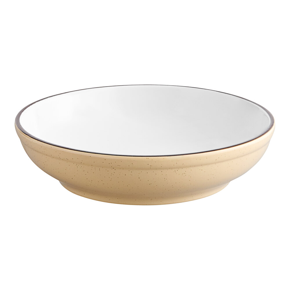 Acopa Embers 32 oz. Harvest Tan Matte Stoneware Pasta Bowl - Sample