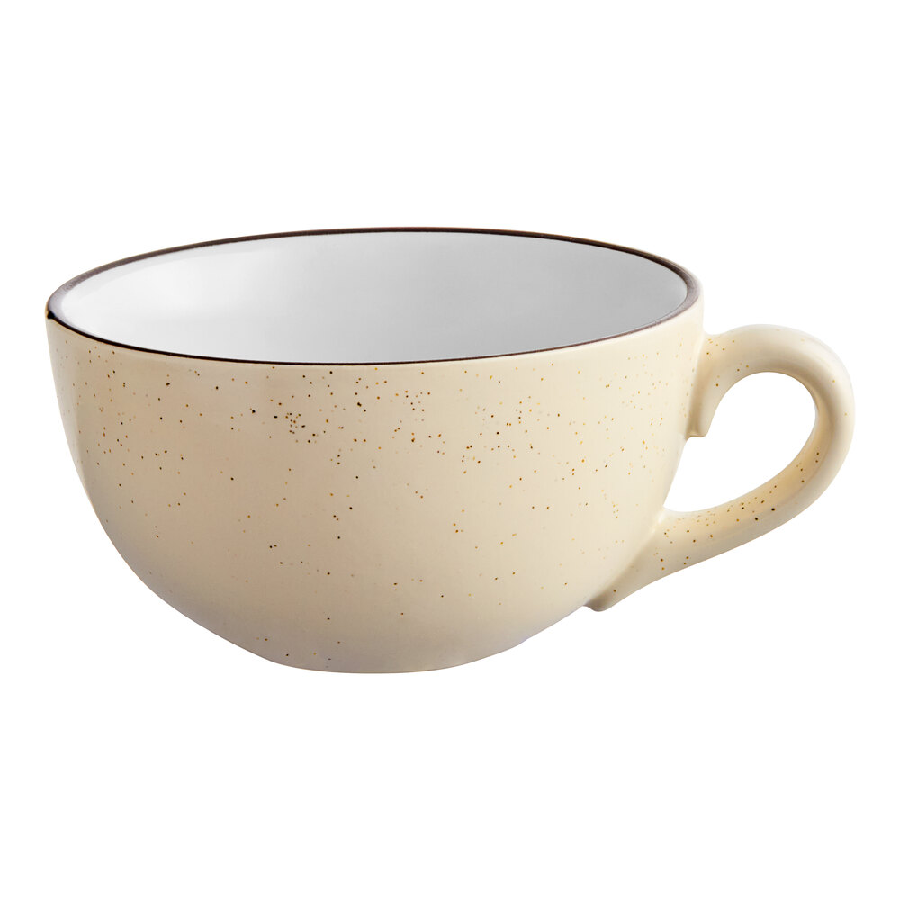 Acopa Embers 10 oz. Cream White Matte Stoneware Cup - Sample