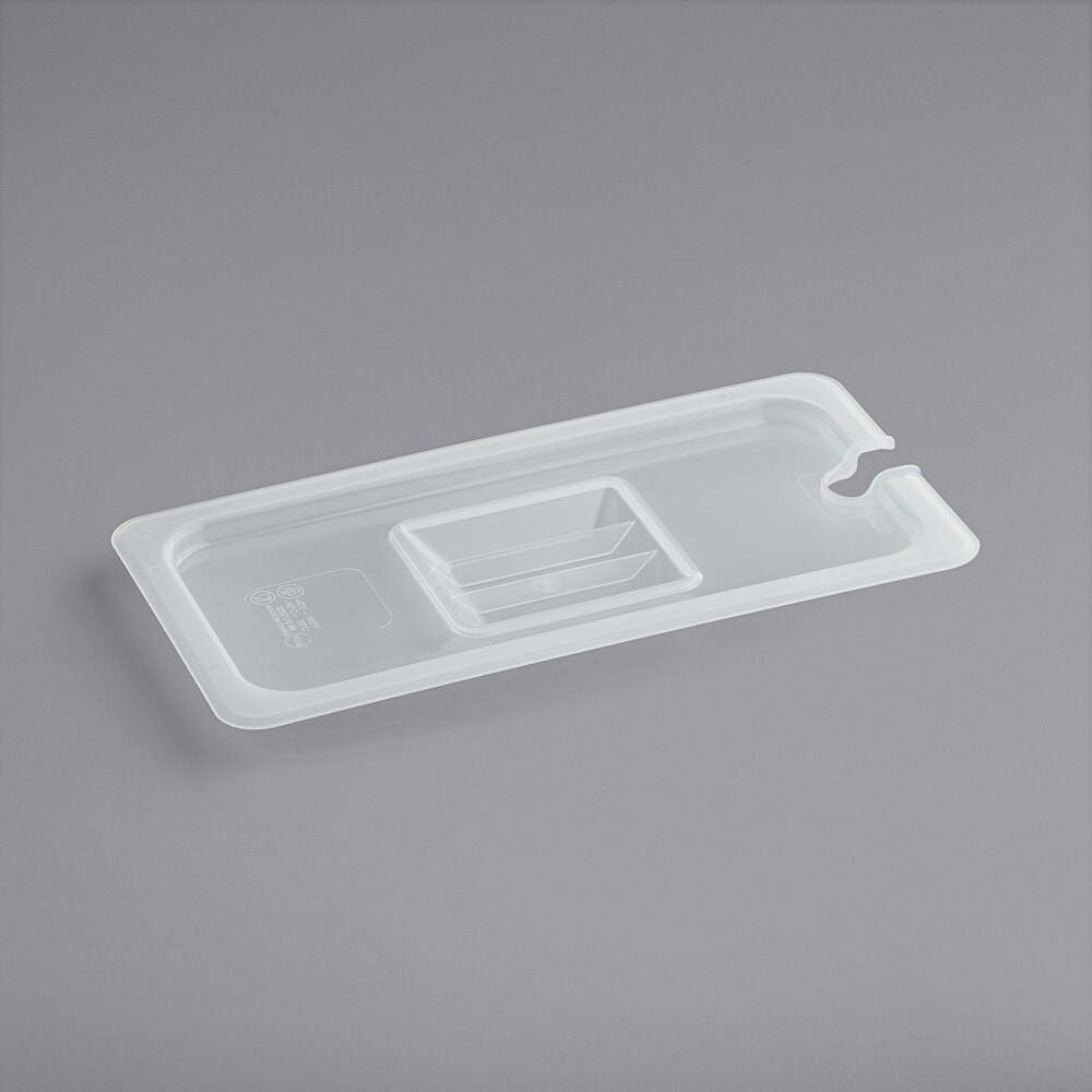 Vigor 1/3 Size Translucent Polypropylene Handled Lid with Notch