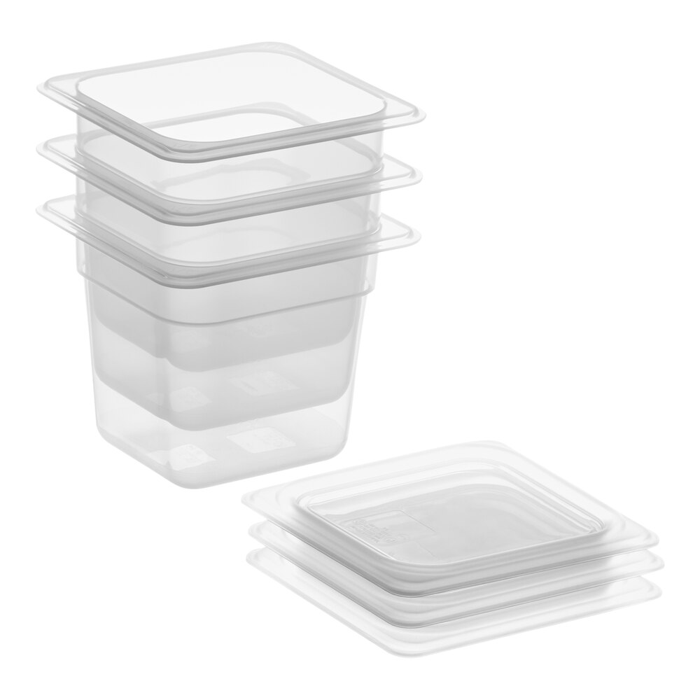 Vigor 1/6 Size 6" Deep Translucent Polypropylene Food Pan with Secure ...