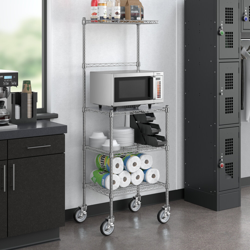 18" x 24" NSF Chrome 4-Shelf Microwave Shelving Kit with 64" Posts and ...