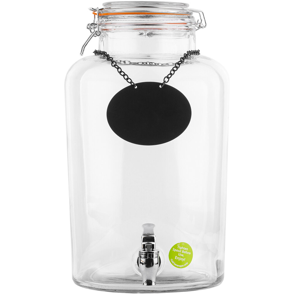 Tablecraft 2.5 Gallon Country Glass Beverage Dispenser with Chalkboard ...