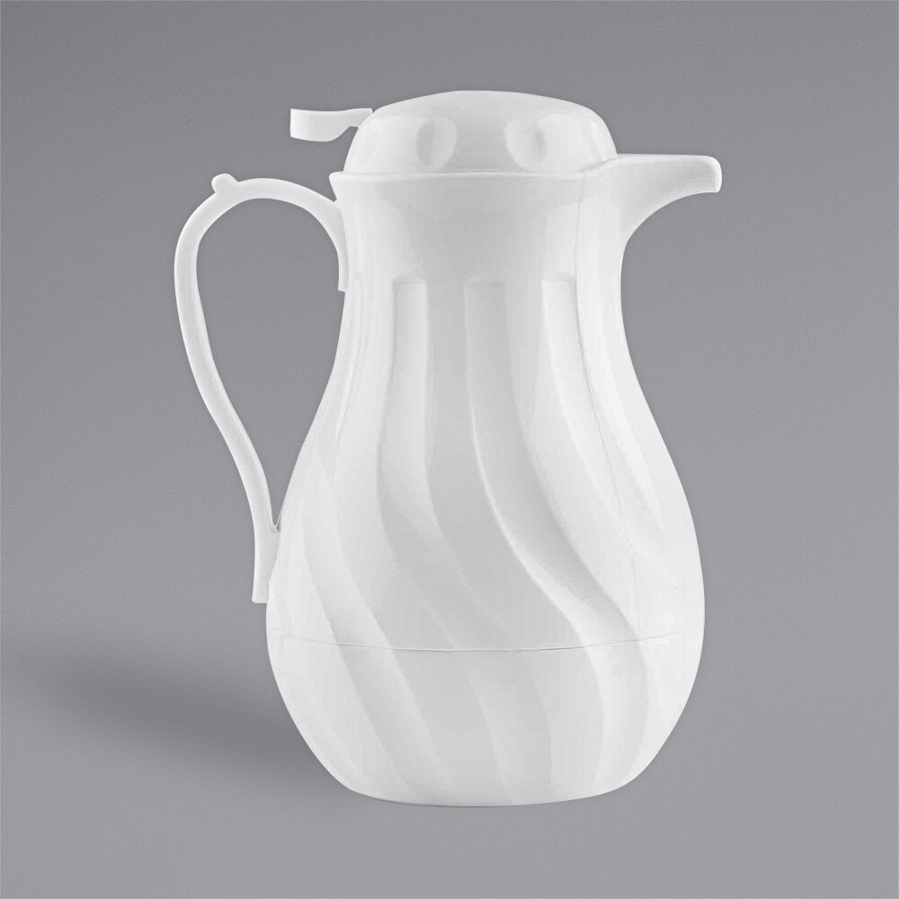 Tablecraft 1001502 64 oz. White Thermal Swirl Coffee Carafe / Server