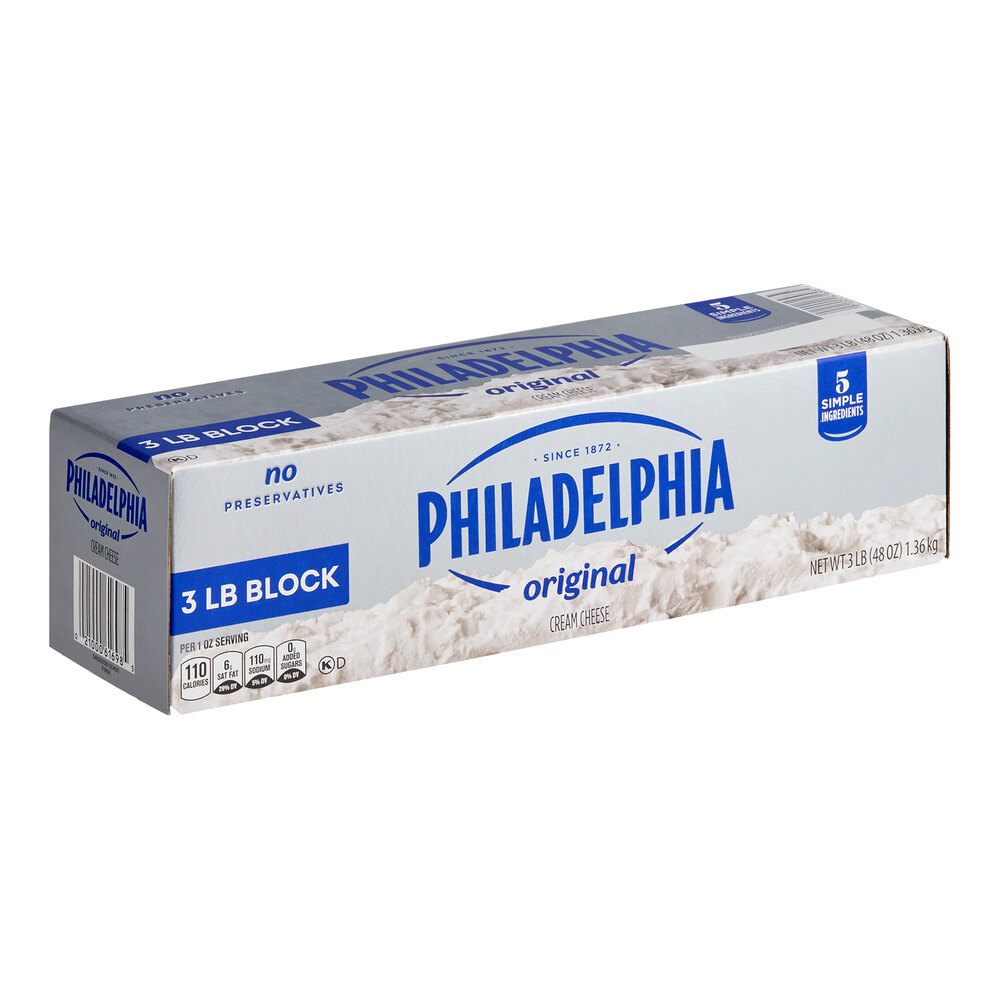 Philadelphia Original Firm Cream Cheese Block 3 lb. - 6/Case