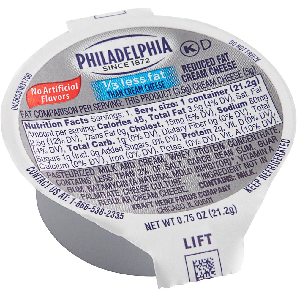 Philadelphia Reduced Fat Cream Cheese (.75 oz) - 100/Case