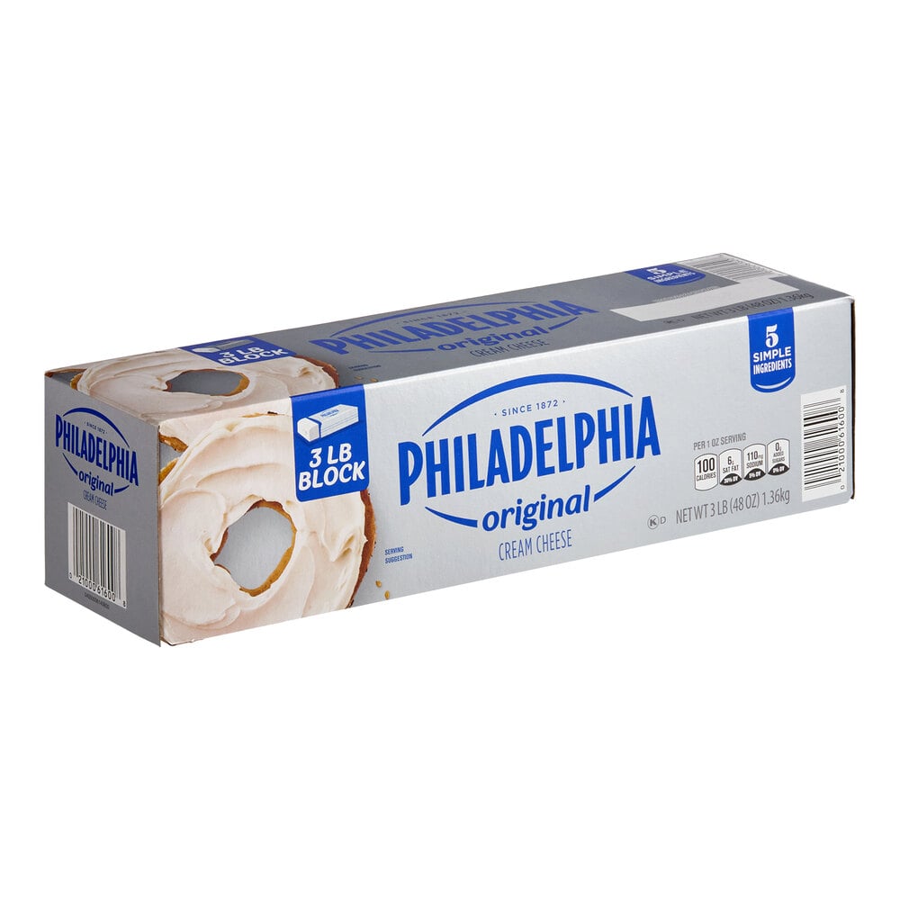 Philadelphia Original Soft Cream Cheese 3 lb. Block - 6/Case