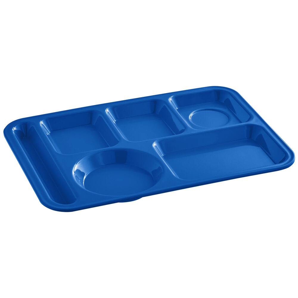 Choice 10" x 14" Left Handed Heavy-Duty Melamine NSF Blue 6 Compartment ...