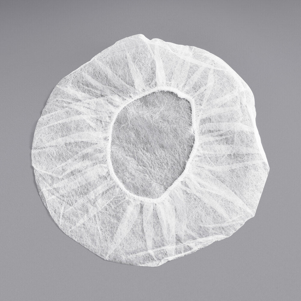 Choice 24" White Disposable Polypropylene Bouffant Cap - 100/Pack