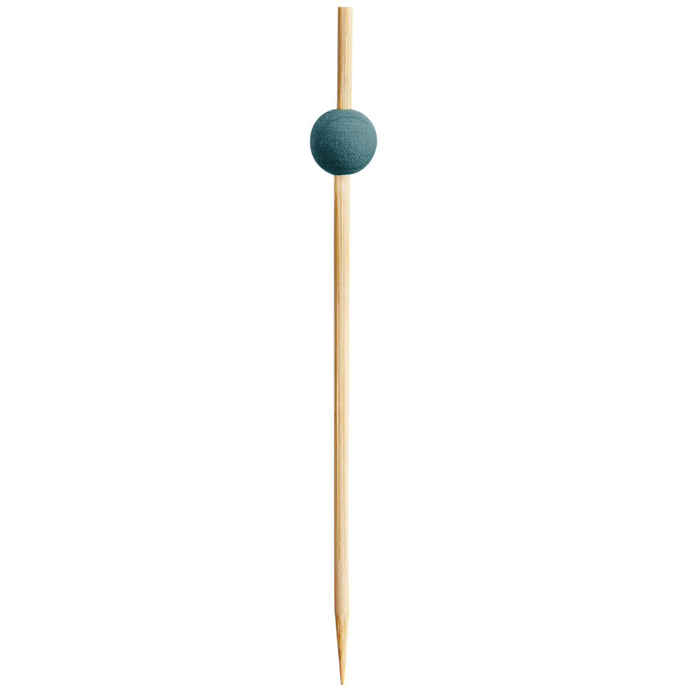 Front of the House Green Bamboo Ball Pick 4 1/2" - 100/Pack